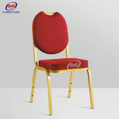 China Oval Backrest Red Hotel Banquet Hall Chair Steel Material for sale