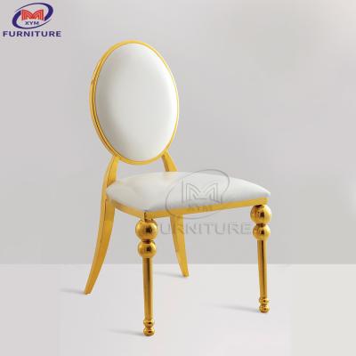 China Stainless Steel Gold Small Round Back Wedding Banquet Chair 350Kg Load capacity for sale