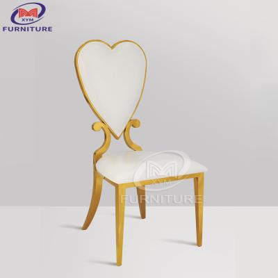 China Netflix Style Gold Stainless Steel Banquet Wedding Chair Heart Shaped Backrest Hotel for sale