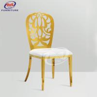 China Floral Pattern Backrest Hotel Banquet Wedding Chair ODM Golden Stainless Steel for sale
