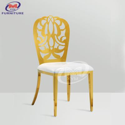 China Floral Pattern Backrest Hotel Banquet Wedding Chair ODM Golden Stainless Steel for sale