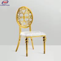 China Floral Pattern Back Gold Stainless Steel Chair For Hotel Banquet Wedding for sale