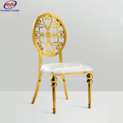 China Floral Pattern Back Gold Stainless Steel Chair For Hotel Banquet Wedding for sale