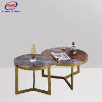 China Modern Steel Coffee Round Marble Table Nesting Stainless Steel Tables For Living Room for sale