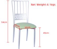 China 28x28x1.2mm Tube Size Wedding Metal Chiavari Chairs With Cushion for sale