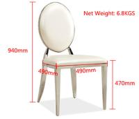 China High End 40 Density Sponge Cushion 1.2mm Tube Size Stainless Steel Dining Chairs for sale