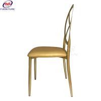 China Customized Metal Wedding Restaurant Dining Chairs Cross Round Back Iron Variety Bamboo for sale
