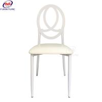 China Stackable Cushion Wedding Dining Chair Iron White Back With Cushion Metal Phoenix Bamboo Chair for sale