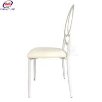 China Stackable Cushion Wedding Dining Chair Iron White Back With Cushion Metal Phoenix Bamboo Chair for sale