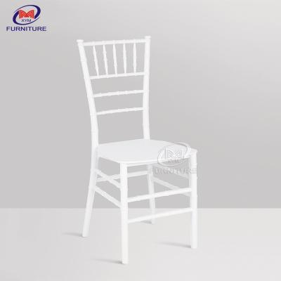 China Stable 7 Bars Design White Color PP Material Wedding Hall Plastic Chiavari Chair for sale