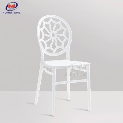 China Modern Peacock Flower Pattern Designed Backrest Plastic Chiavari Chair for sale