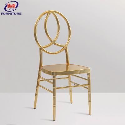 China Luxury Round Backrest Gold Wedding Chiavari Chair For Banquet for sale