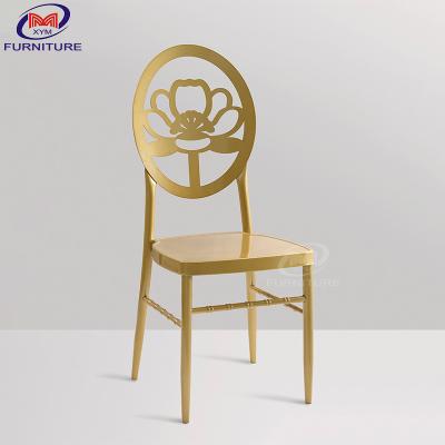China Customized Gold Wedding Chiavari Chair Flower Back Deisgn For Event for sale