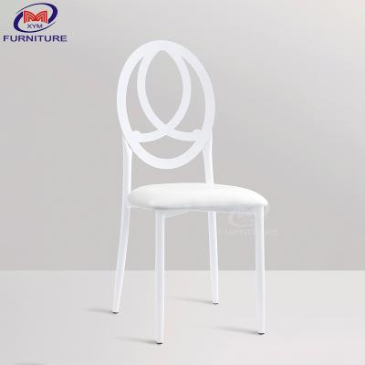 China White Iron Wedding Chiavari Chair Phoenix Back With Fixed Seat Cushion for sale