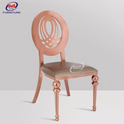 China Stackable Rose Gold Frame Function Stainless Steel Chair And Table For Wedding Event for sale