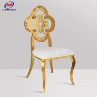 China ODM Modern Gold Stainless Steel Chair And Table Hallow Back Design for sale