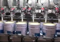 China GZ25-6CSM Six Nozzle Automatic Paint Pail Filling Machine with Robot Palletizer - 18-40L Capacity, 800 Pails/Hour for sale