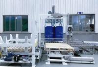 China Fully Automatic 200L Drum Palletizer - 400 Drums/Hour Capacity with Explosion-Proof Design for sale