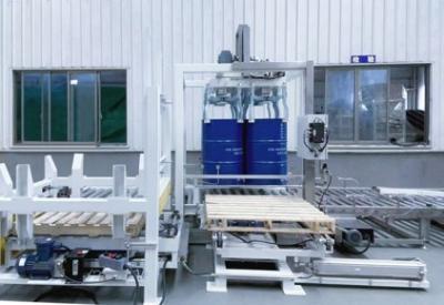China Fully Automatic 200L Drum Palletizer - 400 Drums/Hour Capacity with Explosion-Proof Design for sale