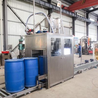 China 200L Automatic Drum Liquid Filler 2 Nozzles Gravimetric Filling Machine for Chemical Oil 300kg Capacity for sale