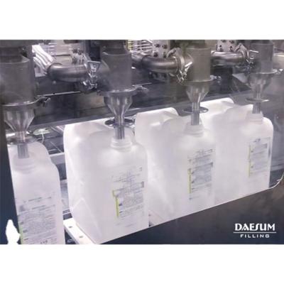 China 5-40L PLC Controlled Automatic Liquid Filling Machine for Jerrycans Chemical Cleaning Oil for sale