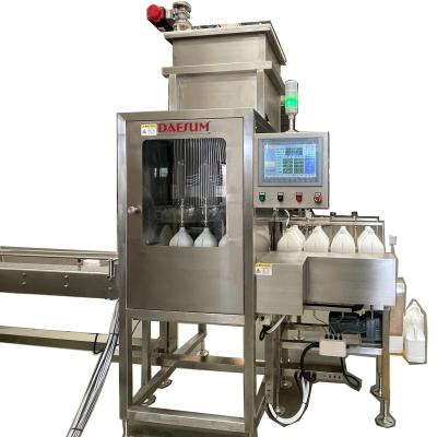 China 1L-4L Fully Automatic 4 Nozzle Mesh Conveyor Explosion Proof Liquid Filling Machine for Jerrycan Pail Can Tin for sale