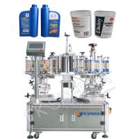 China FK909 Semi Automatic Double Sides Flat Bottle Sticker Labeling Machine For Drum Barrel Can Jar for sale