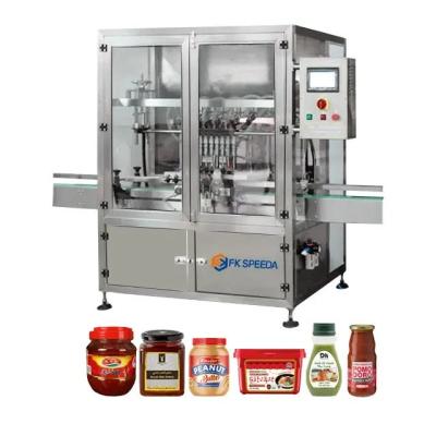 China Piston Filling Machine 100-2000ml for Tomato Sauce Honey Peanut Butter Semi-Liquid Paste 30-50 BPM for sale