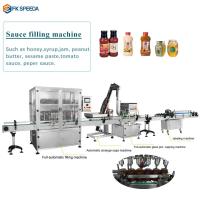 China Piston Filling Machine 100-2000ml for Tomato Sauce Honey Peanut Butter Semi-Liquid Paste 30-50 BPM for sale