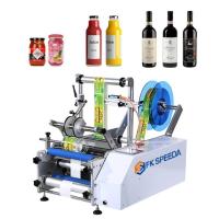 China Semi Automatic Round Bottle Labeling Machine 15-30pcs/min 120W for Cylindrical Glass Wine Bottles for sale