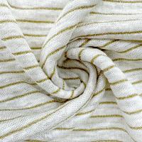 China Lightweight Linen Fabric Quick Drying 192gsm 15% Gold Silk 85% Linen Knitted Fabric for sale