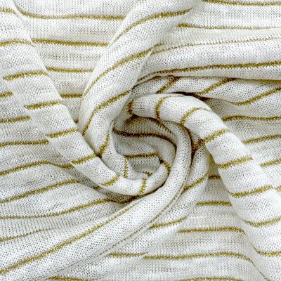 China Lightweight Linen Fabric Quick Drying 192gsm 15% Gold Silk 85% Linen Knitted Fabric for sale