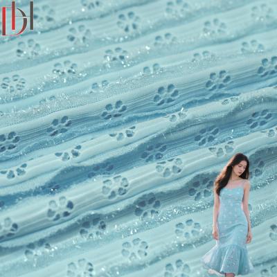 China Customized High Quality Summer 95% Polyester 5% Spandex Clothing Skirt Clothing Flowers Mesh Jacquard Fabric Factory for sale