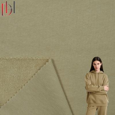 China 100% Cotton Knitted Plain Dyed Fabric Medium Weight 380gsm Unisex Fleece Fabric Garment Hoodie for sale