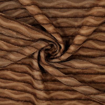 China 100% Polyester Jacquard Clothing Fabric , Polyester Brown Jacquard Mesh Fabric for sale