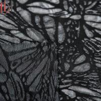 China 88% Polyester 12% Spandex Fabric , White Black Ice Silk Petal Jacquard Clothing Fabric for sale