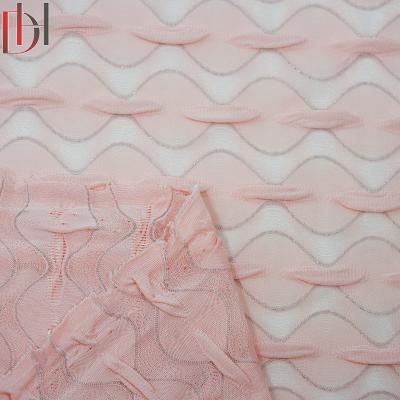 China Custom Silver Thread Pink Dress Medium Weight Jacquard Jersey Fabric for sale