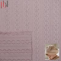 China Winter Pink Garment Soft Sweater Braid Cap Jacquard Knitted Textile Fabric for sale