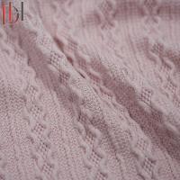 China Winter Pink Garment Soft Sweater Braid Cap Jacquard Knitted Textile Fabric for sale