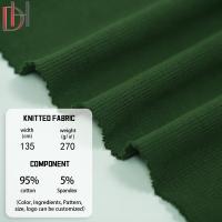 China Custom Ribbed T Shirt Fabric 95% Cotton 5% Spandex Fabric Clothing Knitted Fabric for sale