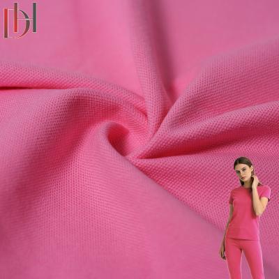 China Plain Dyed 96% Cotton 4% Spandex Fabric Summer Business T Shirt Wicking Rib Pique Fabric 200g for sale