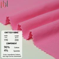 China Plain Dyed 96% Cotton 4% Spandex Fabric Summer Business T Shirt Wicking Rib Pique Fabric 200g for sale