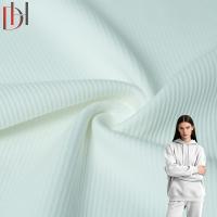 China Stretch Ribbed Knit Fabric with Vertical Stripe 40% Cotton 55% Polyester 5% Spandex 350 g/m² 185 cm Width for Hoodie Sweatshirt for sale