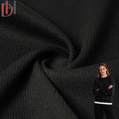 China Heavyweight Cotton Polyester Spandex Blended Vertical Stripe Knit Fabric For Premium Hoodie and Jacket Brands for sale