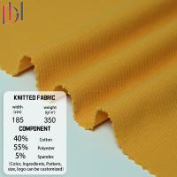 China Solid Color Vertical Striped Knit Fabric 350gsm 40%Cotton 55% plyester 5% Spandex Blended Fabric for Bulk Order Garment Manufacturing for sale