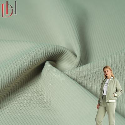 China 40% Cotton 55% Polyester 5% Spandex Ribbed Knit Fabric 350 g/m² Wrinkle Resistant Vertical Stripe Fabric for sale
