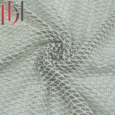 China 100% Polyester Breathable Sparkly Jacquard Mesh Knit Fabric For Fashion Apparel Decoration for sale