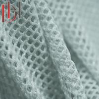 China Soft Semi Sheer Diamond Jacquard Mesh Fabric For Women Fashion Layer for sale