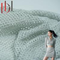 China Soft Semi Sheer Diamond Jacquard Mesh Fabric For Women Fashion Layer for sale