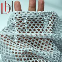 China Soft Semi Sheer Diamond Jacquard Mesh Fabric For Women Fashion Layer for sale